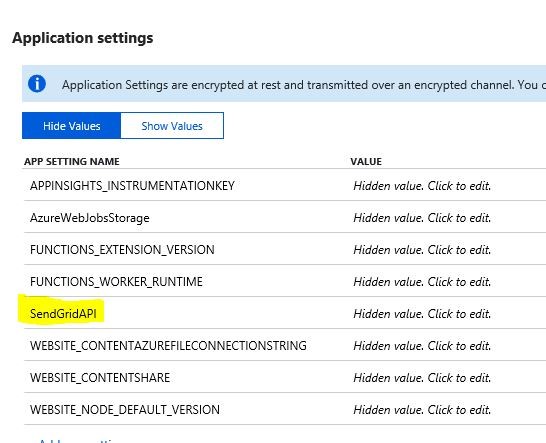 Integrating Sendgrid Service Via Azure Functions